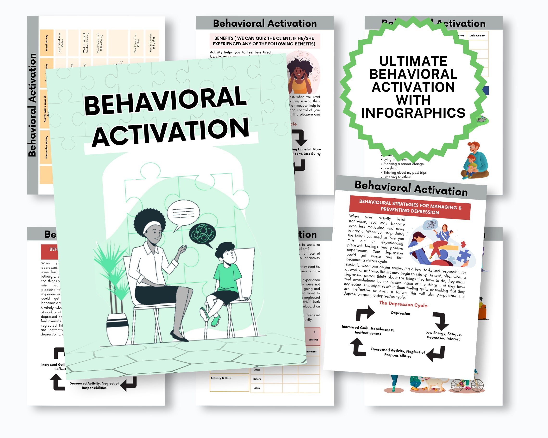 Behavioral Activation Workbook CBT Activities for Mental Health Therapy ...
