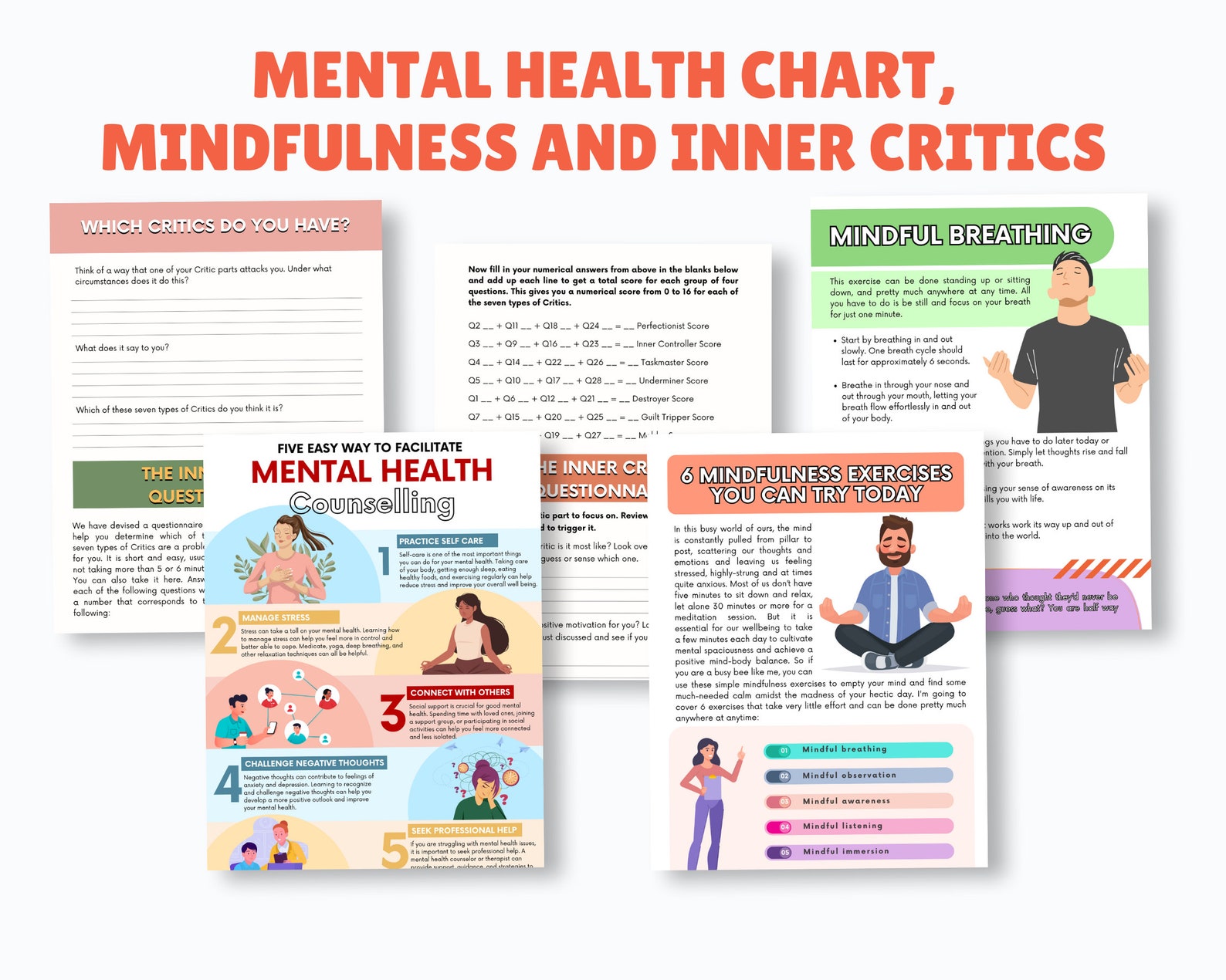 Therapy Worksheet Bundle, Psychology Resources, Inner Critic ...