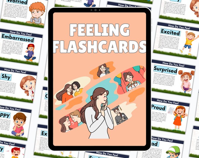 Montessori EMOTIONS Flashcards, Feelings Flashcards for Kids, Printable ...