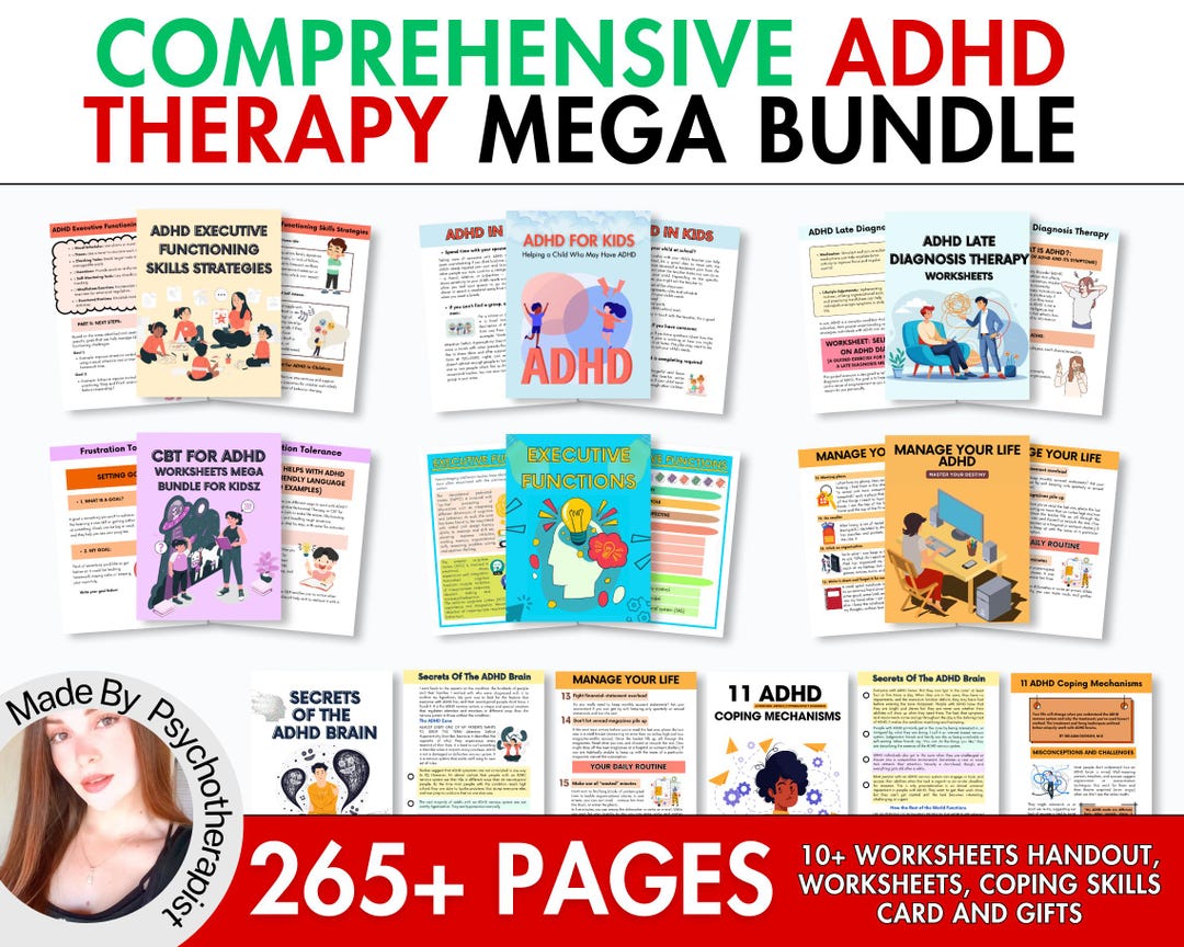 Adhd-executive Functioning Worksheet Bundle for Kids, Time Management ...