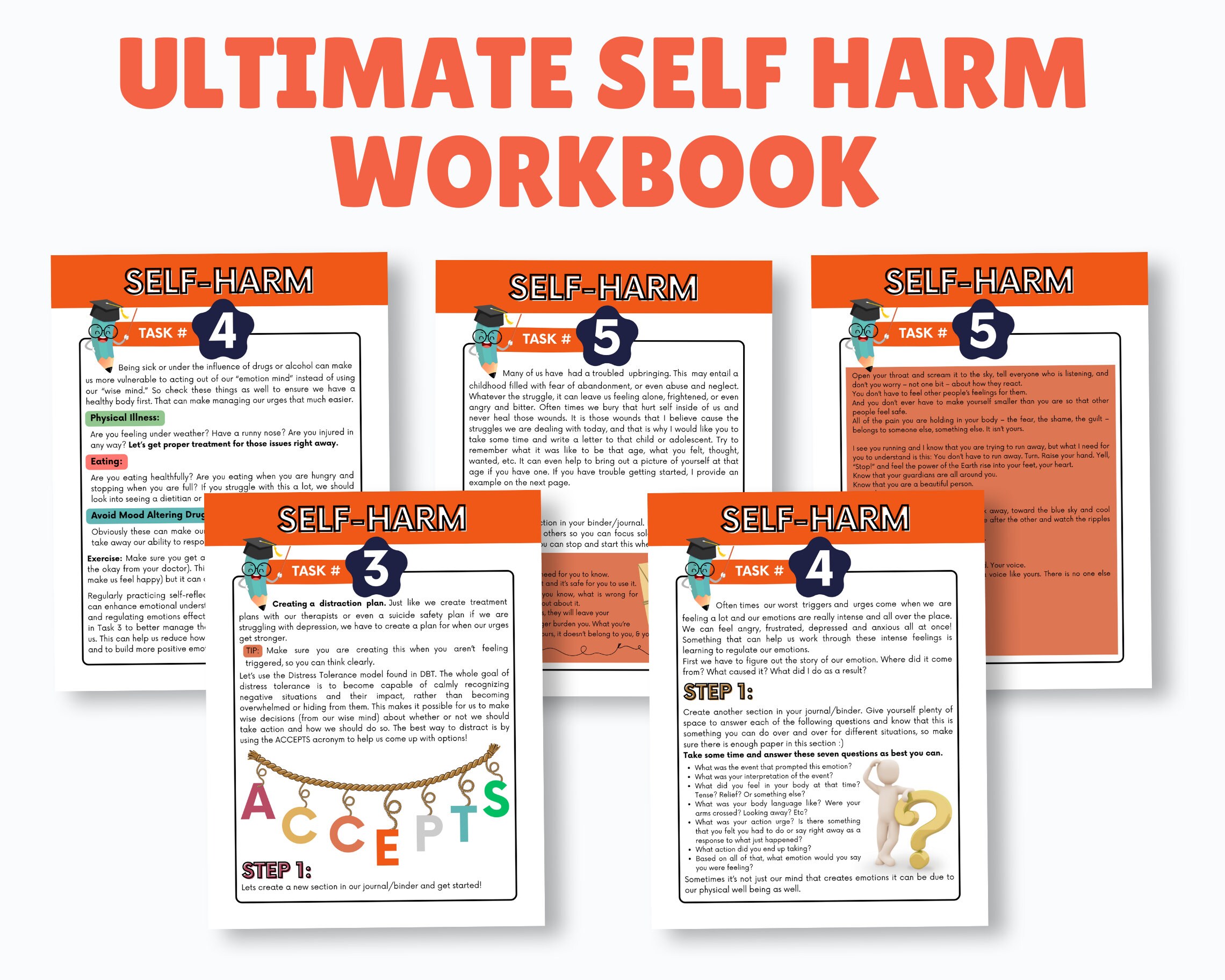 Self-harm Coping Workbook for Teen Mental Health & Reflective Teen ...
