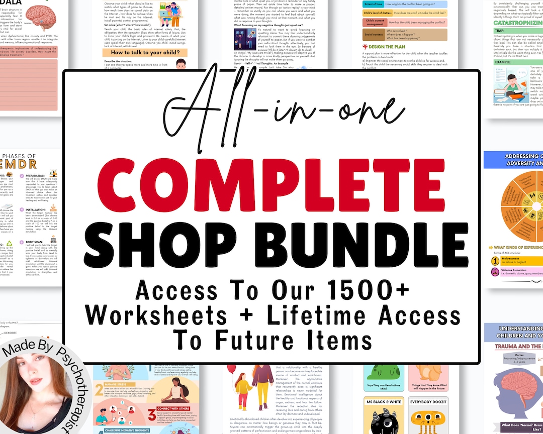 WHOLESHOP Therapy Worksheet Mega Bundle, Psychology Resources, Inner ...