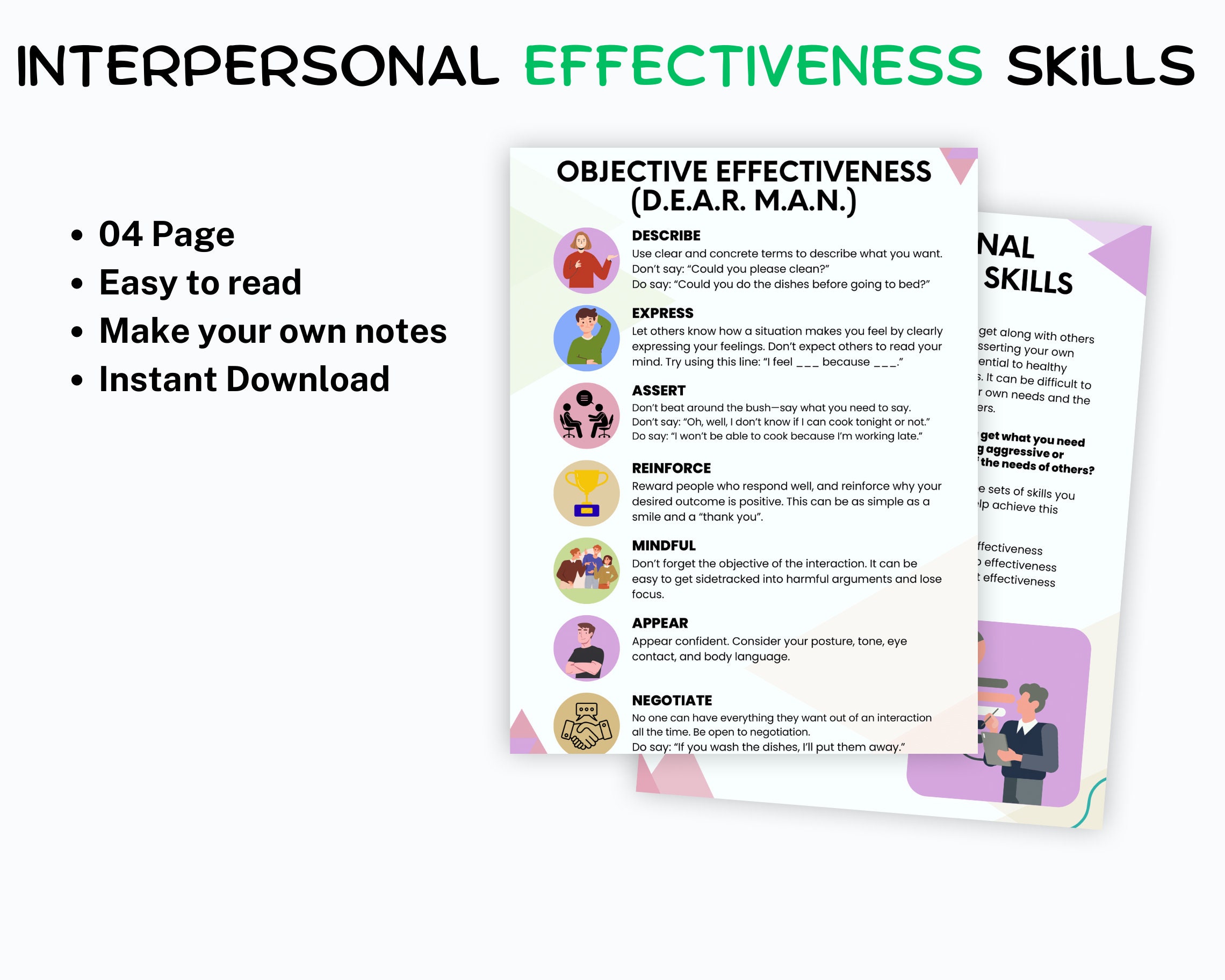 DBT Interpersonal Effectiveness Journal, DBT Worksheets, DBT Skills ...