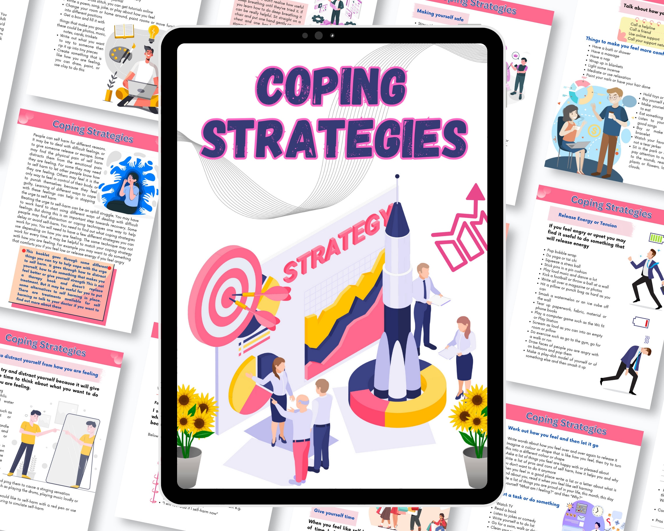 Coping Skills Strategies Printable, Therapy Worksheets, Anxiety Coping ...