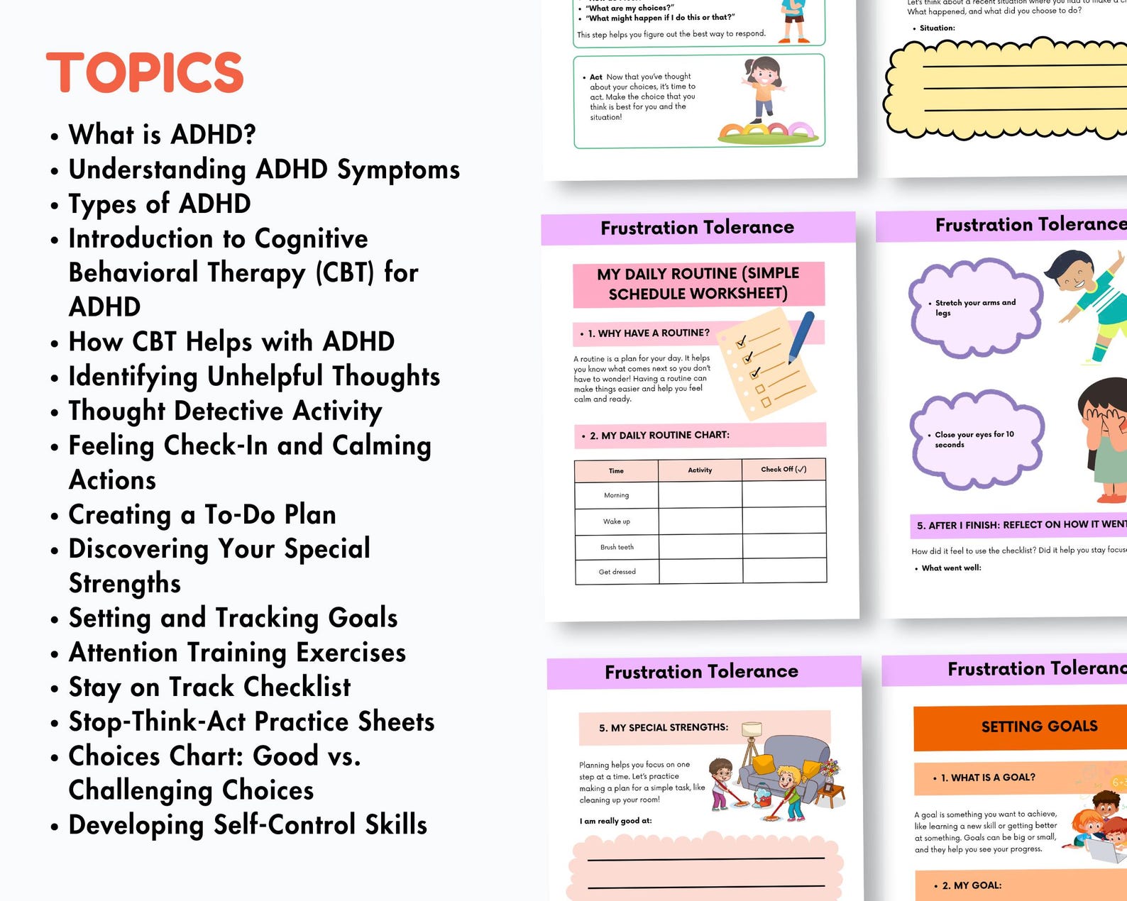 CBT for ADHD Worksheets Mega Bundle, ADHD Workbook Kids, Neurodivergent ...
