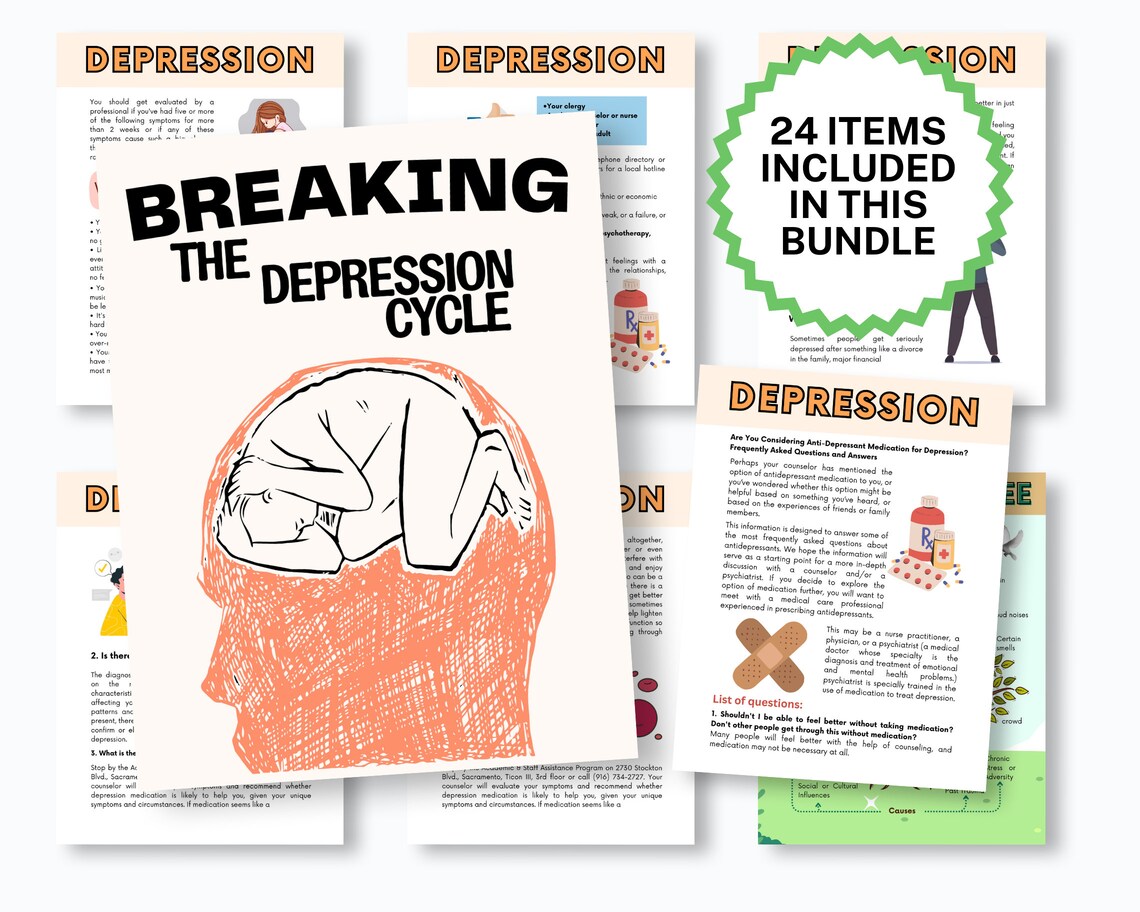 Breaking the Depression Cycle Workbook, Depression Spiral, Counseling ...