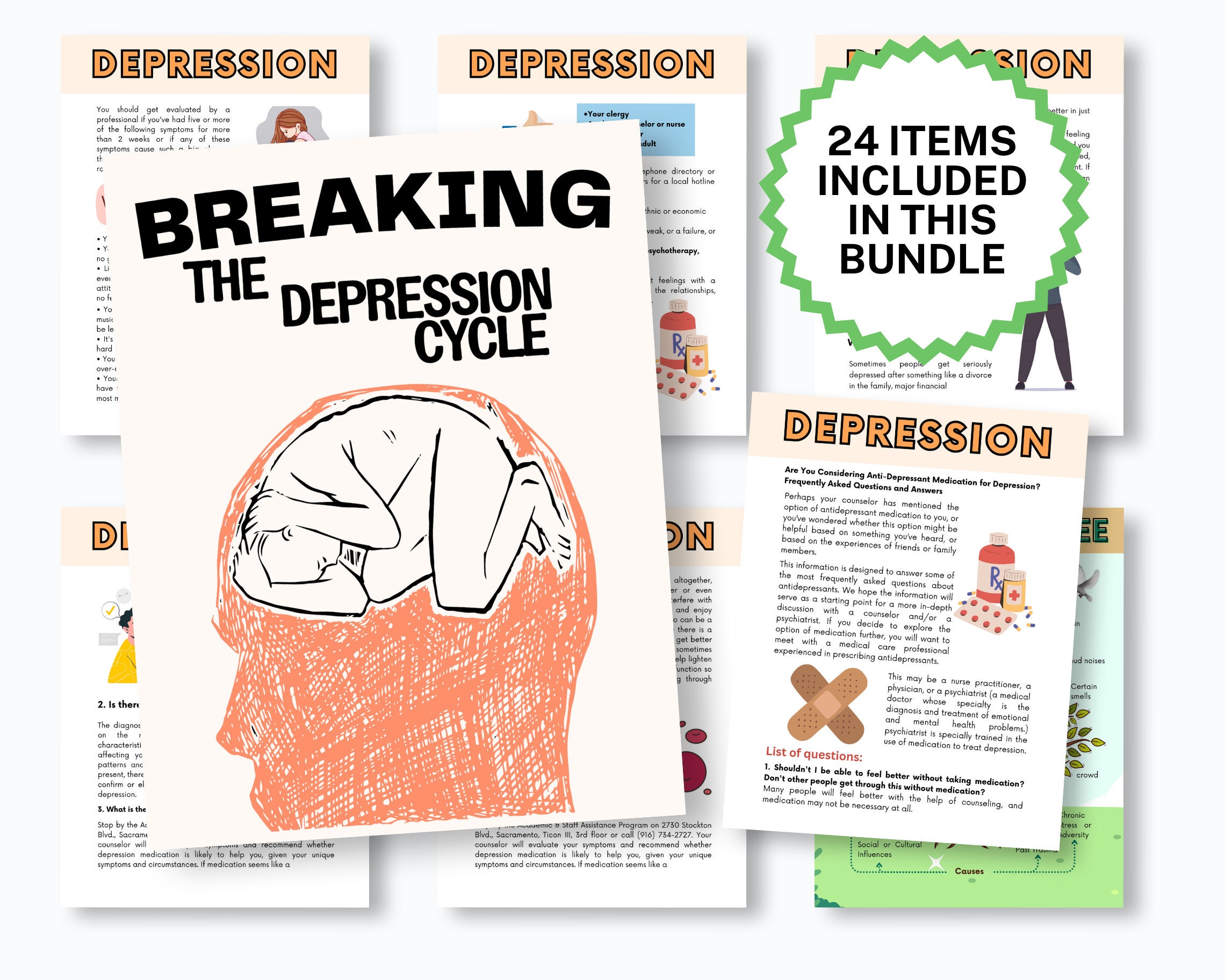 Breaking the Depression Cycle Workbook, Depression Spiral, Counseling ...