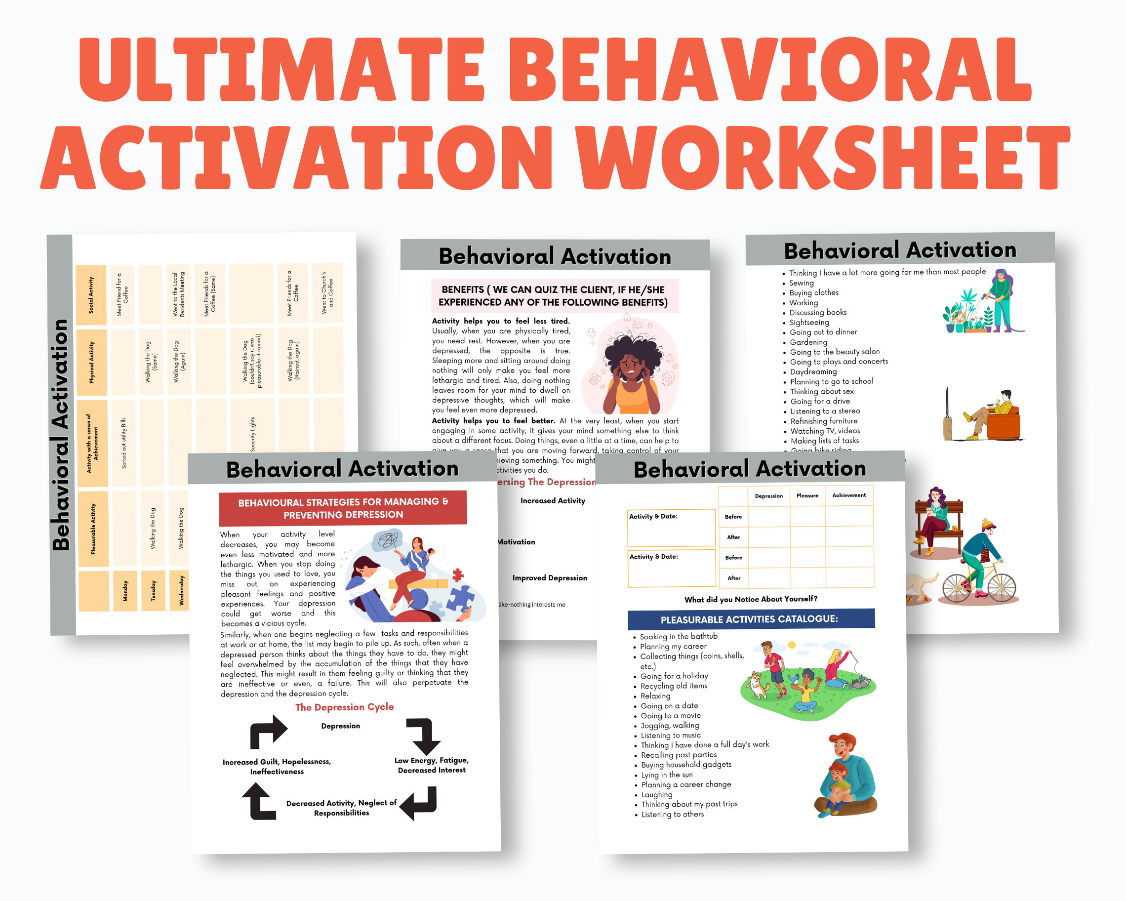 Behavioral Activation Workbook CBT Activities for Mental Health Therapy ...