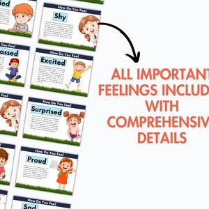 Kids Emotions Flashcards,feelings Flashcards, Large Montessori Feelings ...