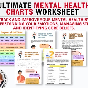 Mental Health Charts With Core Beliefs Bundle of Therapist and School ...