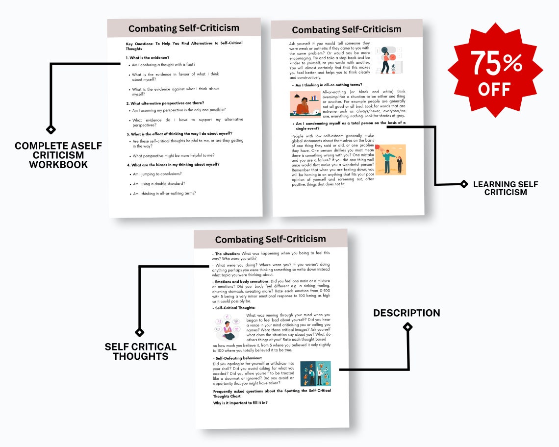 Combating Self Criticism Worksheet, Therapy Worksheet, Cbt Worksheets ...