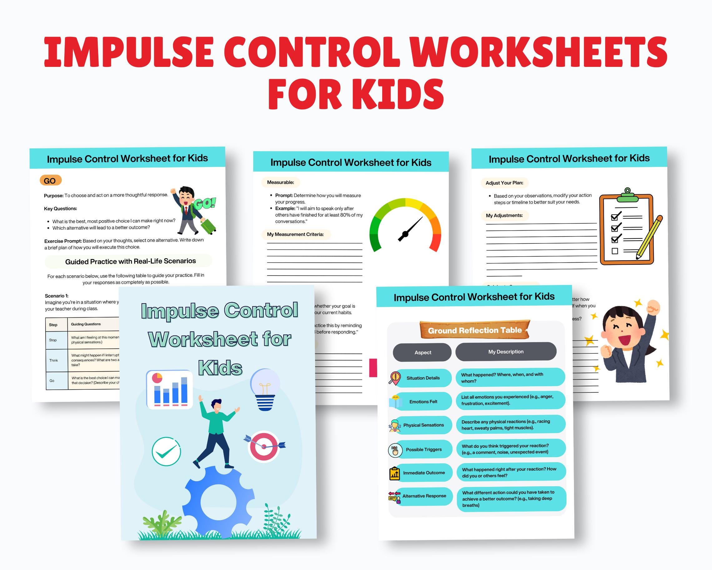 Impulse Control Worksheets for Kids and Teens: Emotional Regulation ...