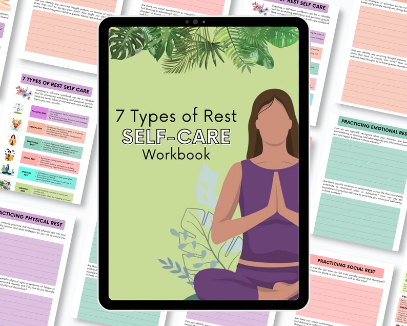 7 Types of Rest Self-care Workbook for Mental Health and Wellbeing ...