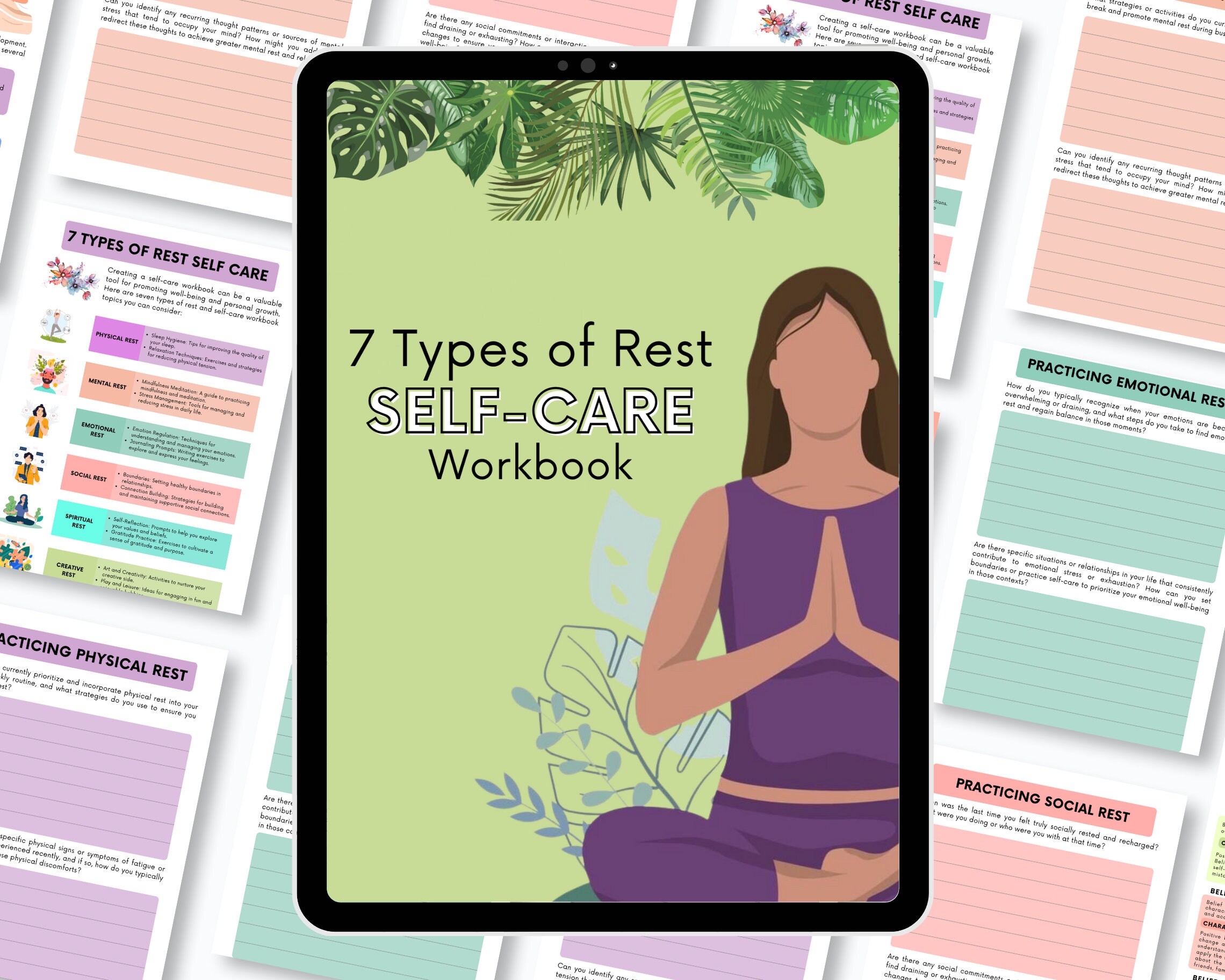 7 Types of Rest Self-care Workbook for Mental Health and Wellbeing ...
