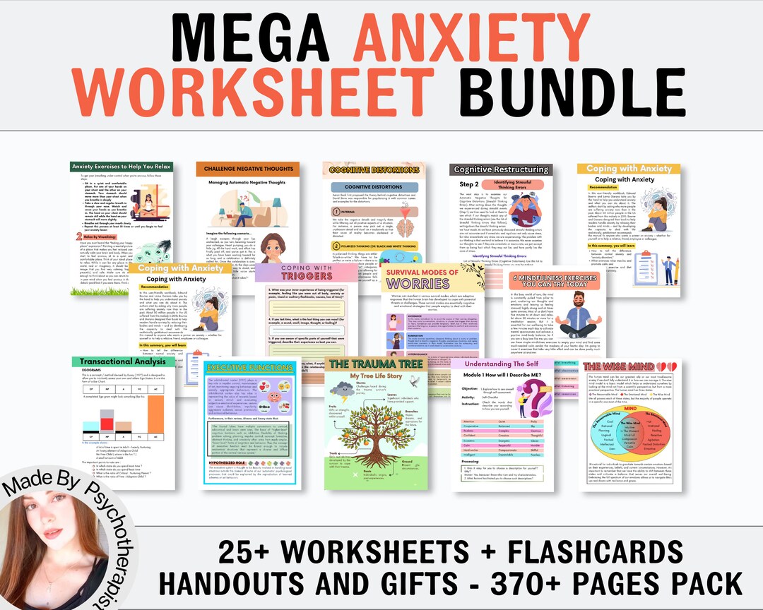 Anxiety Mega Bundle, Anxiety Worksheets, Therapy Tools, Therapy ...