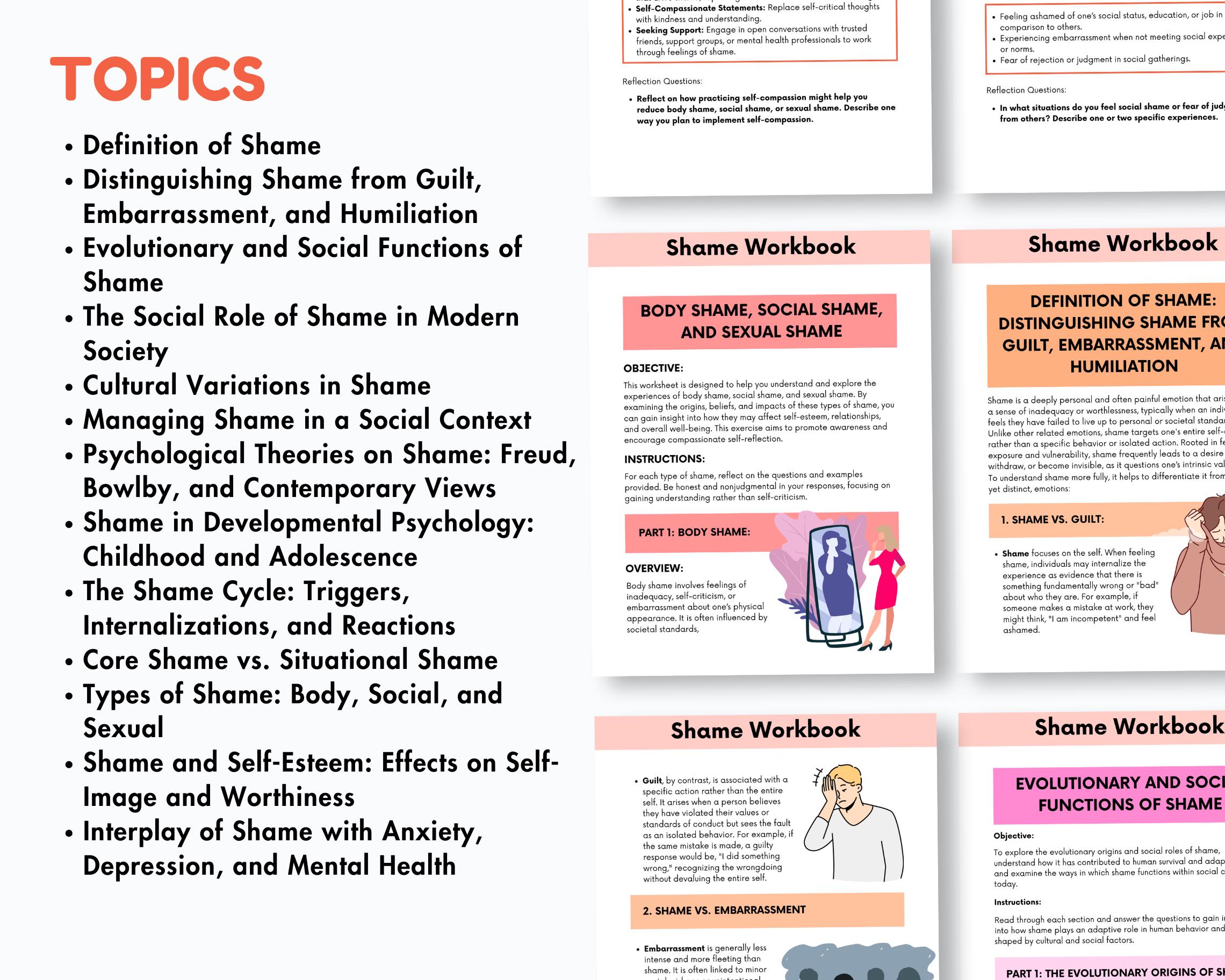 Shame Workbook, Shame Worksheets, Shame Spiral, Guilt Worksheet ...