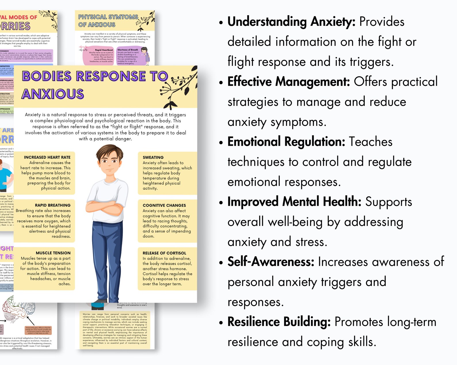 Signs of Fight Flight Freeze and Fawn Response Worksheets for the ...