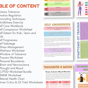 Therapy Worksheet Bundle, Psychology Resources, Inner Critic, Boundaries, Trauma, Acceptance ...