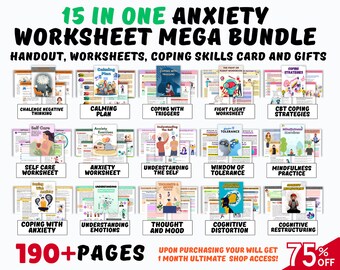 Anxiety Bundle, Anxiety Worksheets, Therapy Tools, Therapy Worksheets ...