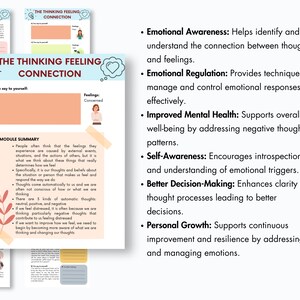 Understanding the Thinking Feeling Connections, Therapy Worksheets ...