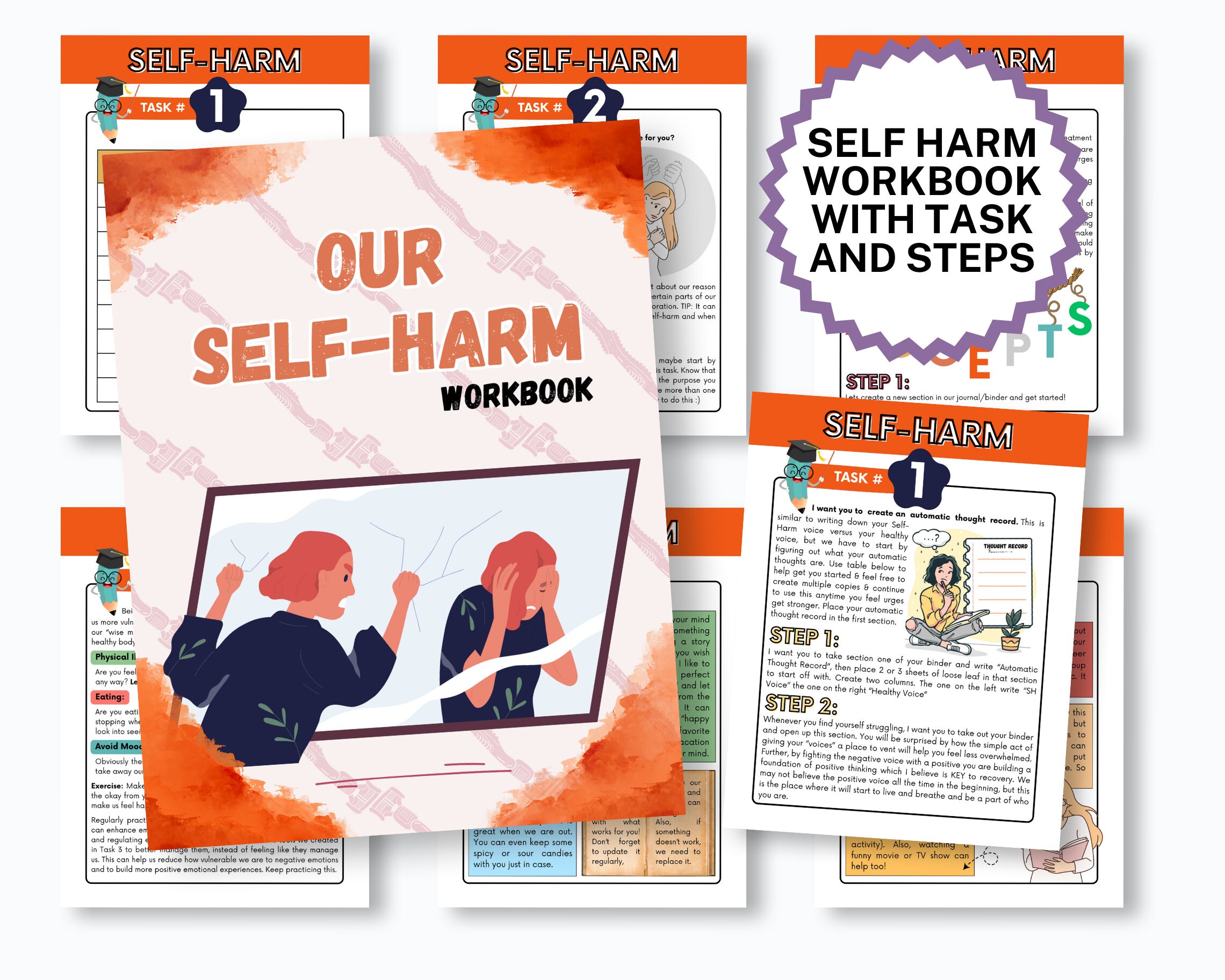 Self-harm Coping Workbook for Teen Mental Health & Reflective Teen ...