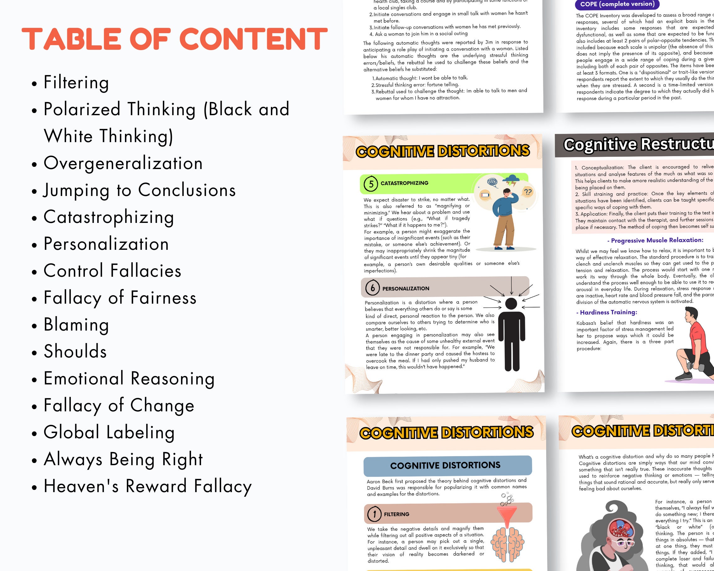 Cognitive Distortion Worksheets, Thinking Errors, Unhelpful Thinking ...