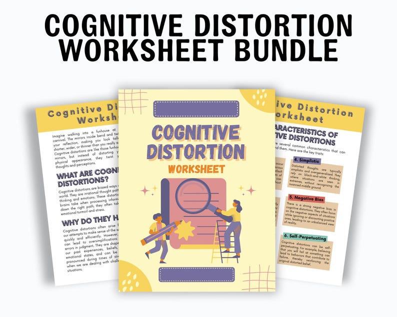 Cognitive Distortion Worksheets, Thinking Errors, Unhelpful Thinking ...