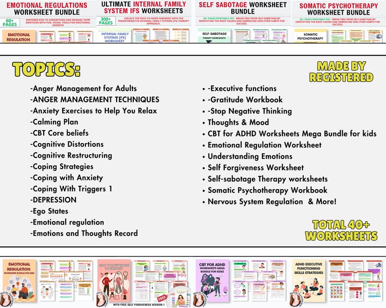 Ultimate CBT Worksheets Mega Bundle for Therapist, Psychologist or ...
