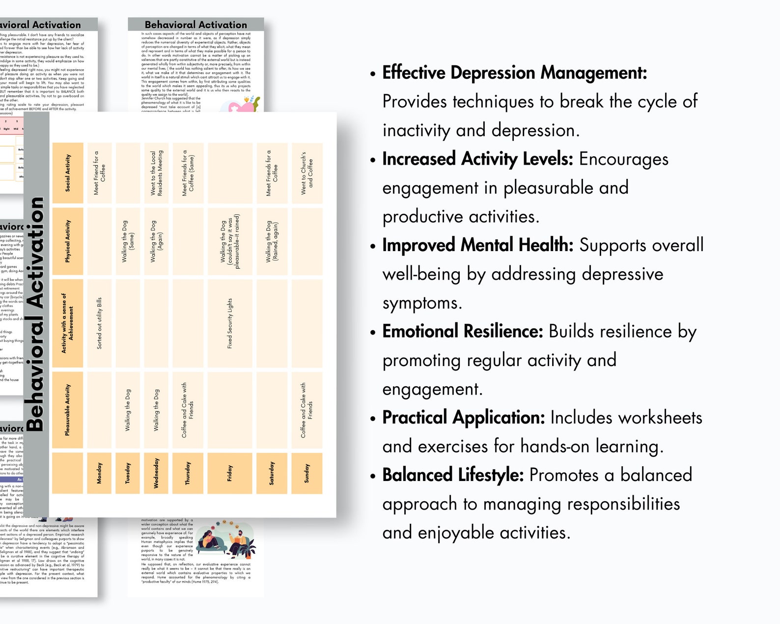 Behavioral Activation Workbook CBT Activities for Mental Health Therapy ...