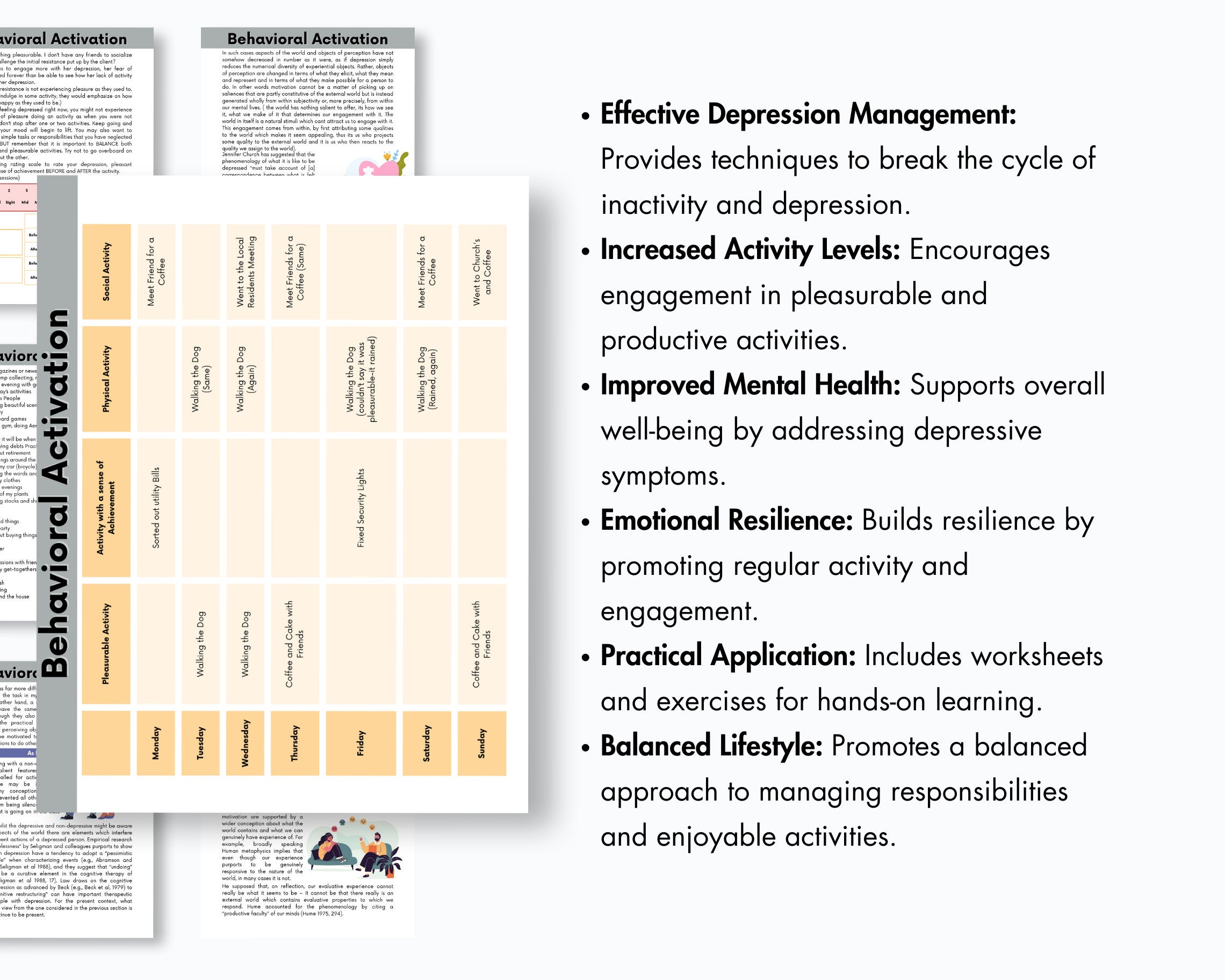Behavioral Activation Workbook CBT Activities for Mental Health Therapy ...