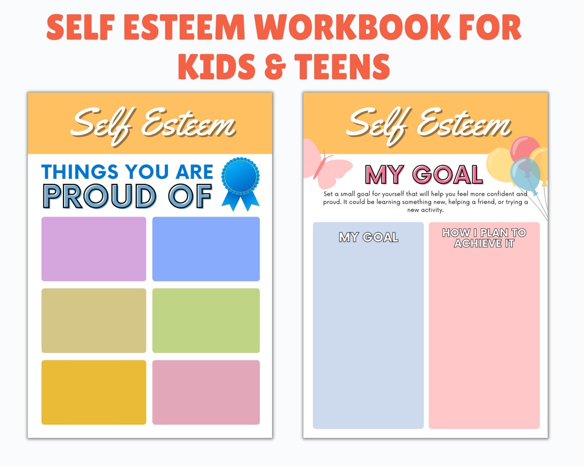 Self Esteem Worksheets for Kids and Teens, Therapy Worksheets, Therapy ...