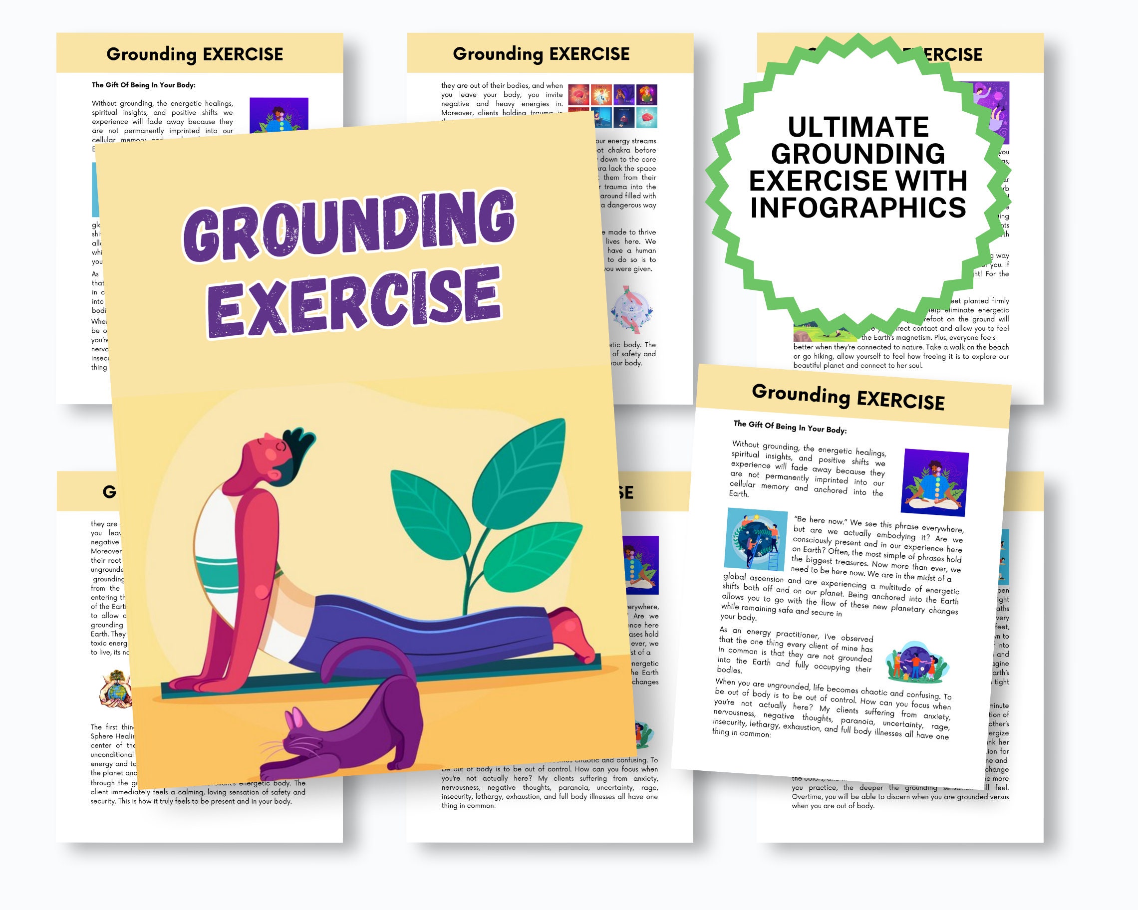 Grounding Exercise Worksheet, Therapy Workbook, Therapy Worksheets, 5 4 3 2 1 Grounding, Therapy ...