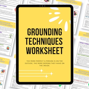 Grounding Technique Exercise Worksheet, Therapy Workbook, Therapy ...