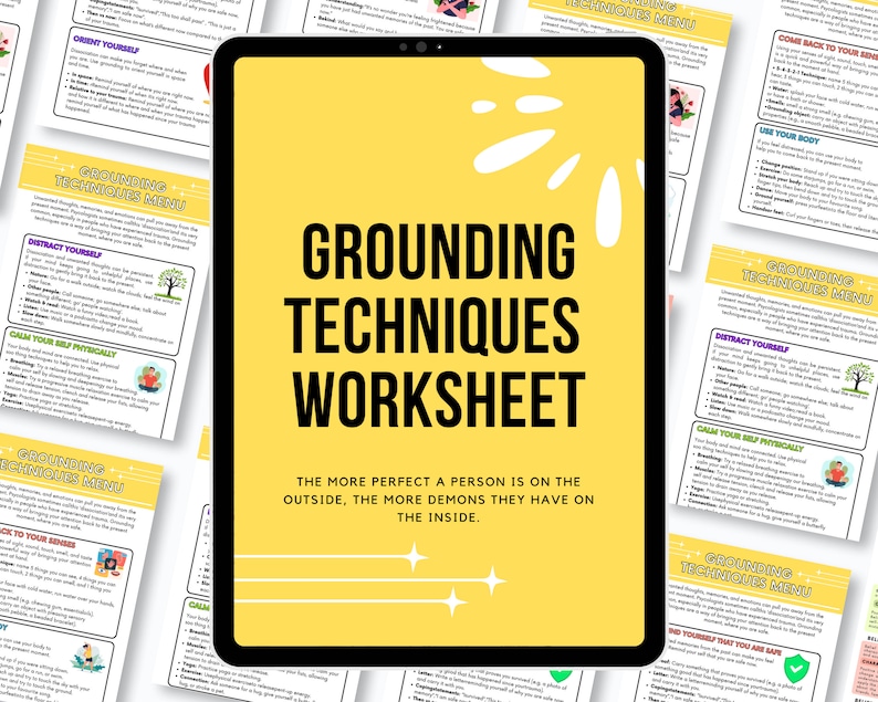 Grounding Technique Exercise Worksheet, Therapy Workbook, Therapy ...