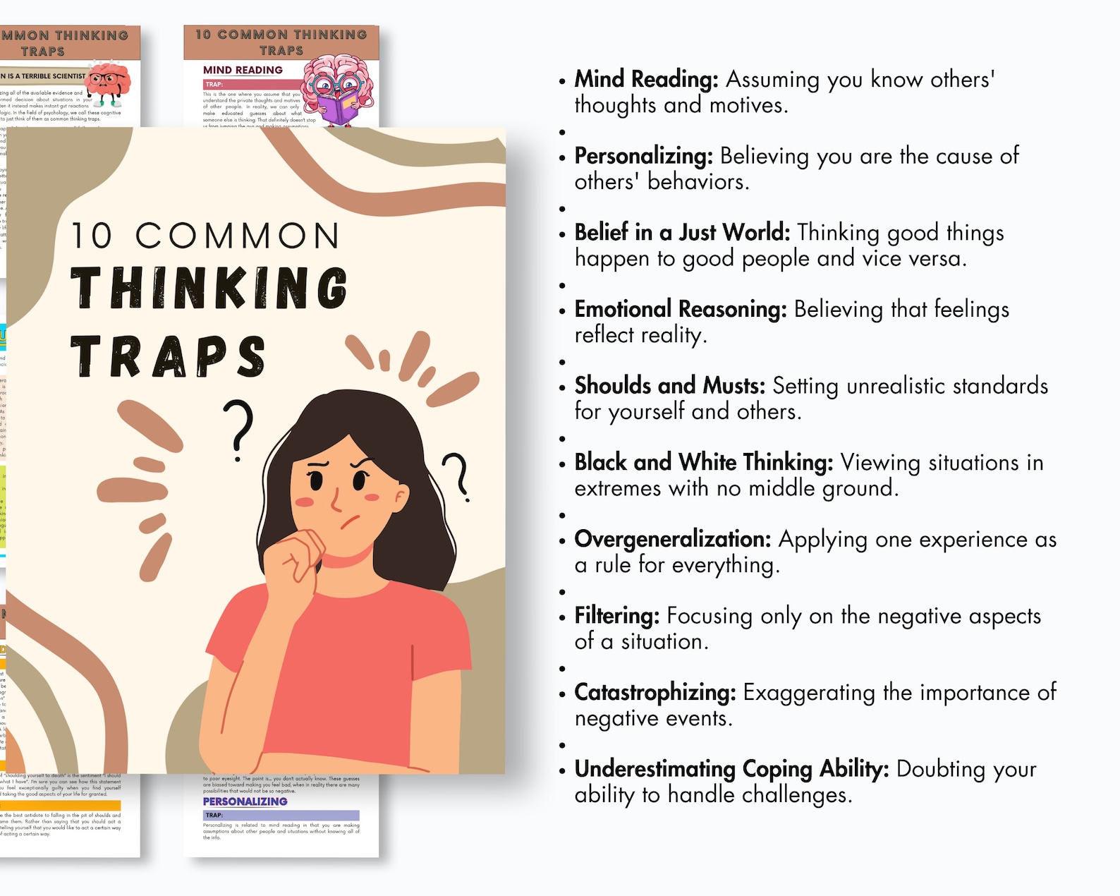 Common Thinking Trap. Worksheet for Analyzing Thoughts and Identifying ...