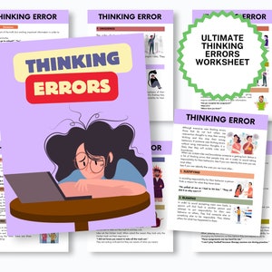 Understanding the Thinking Errors, Therapy Worksheets Bundle, Therapy Resources, CBT Worksheet ...