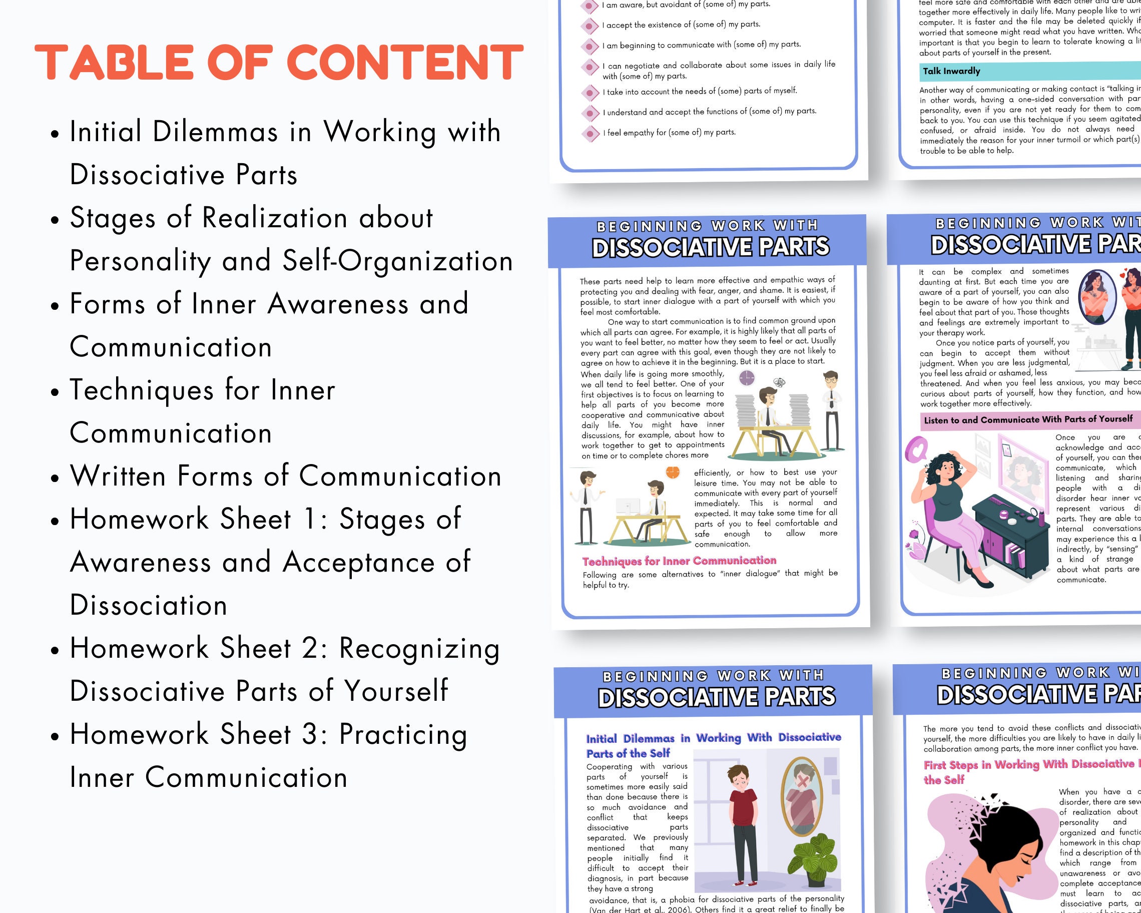 Dissociation Worksheets Workbook Dissociation Therapy Journal ...