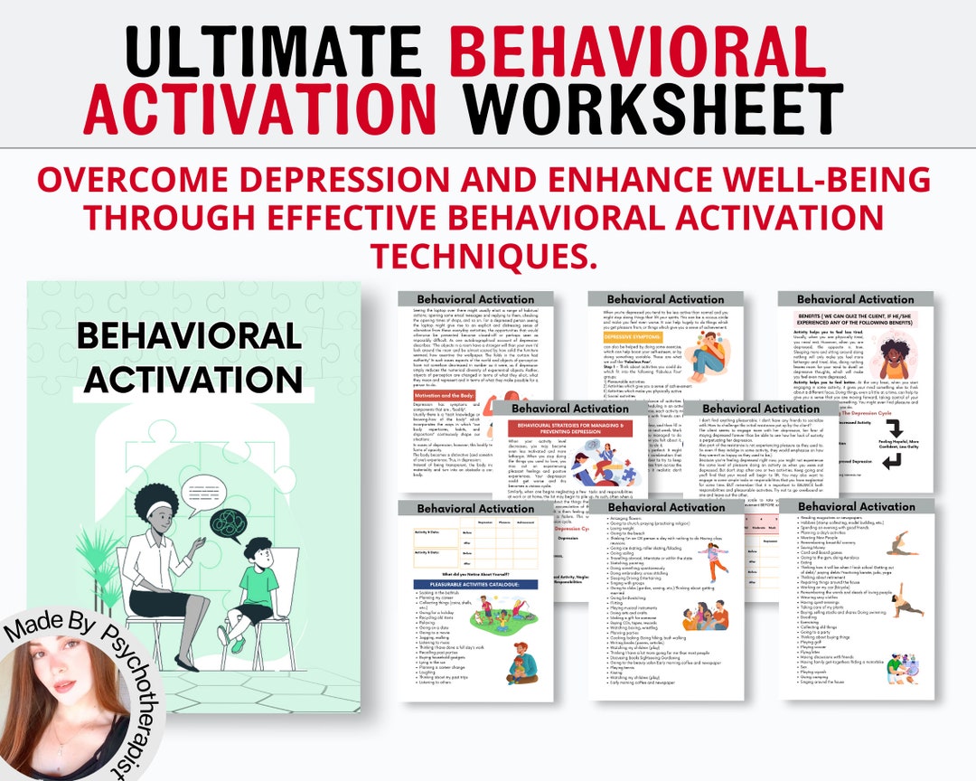Behavioral Activation Workbook CBT Activities for Mental Health Therapy ...