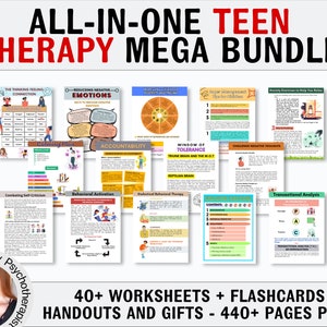 Teen Therapy Mega Worksheet Bundle, Therapy Workbook, Therapist Journal ...