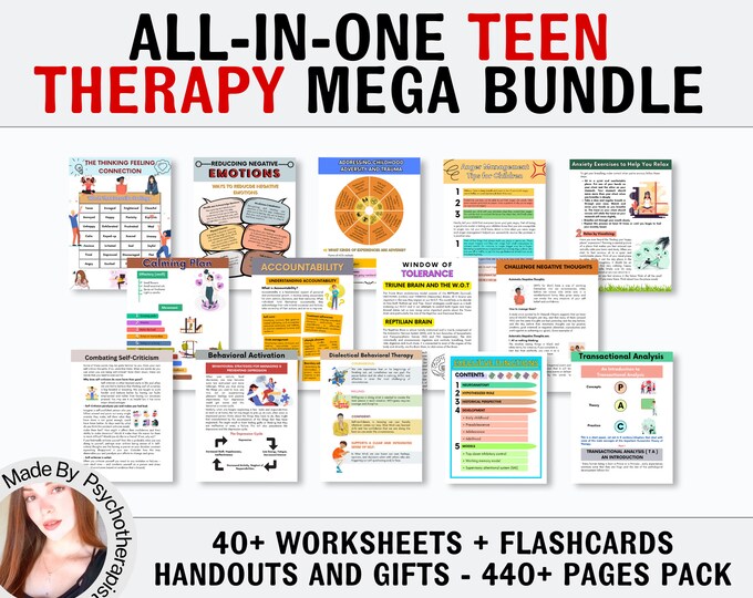 Teen Therapy Mega Worksheet Bundle, Therapy Workbook, Therapist Journal ...