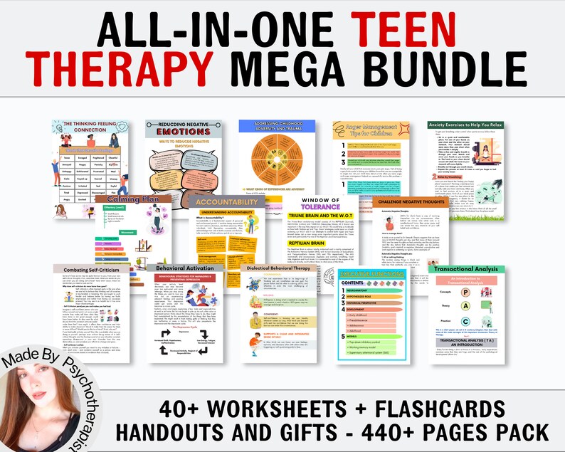 Teen Therapy Mega Worksheet Bundle, Therapy Workbook, Therapist Journal ...