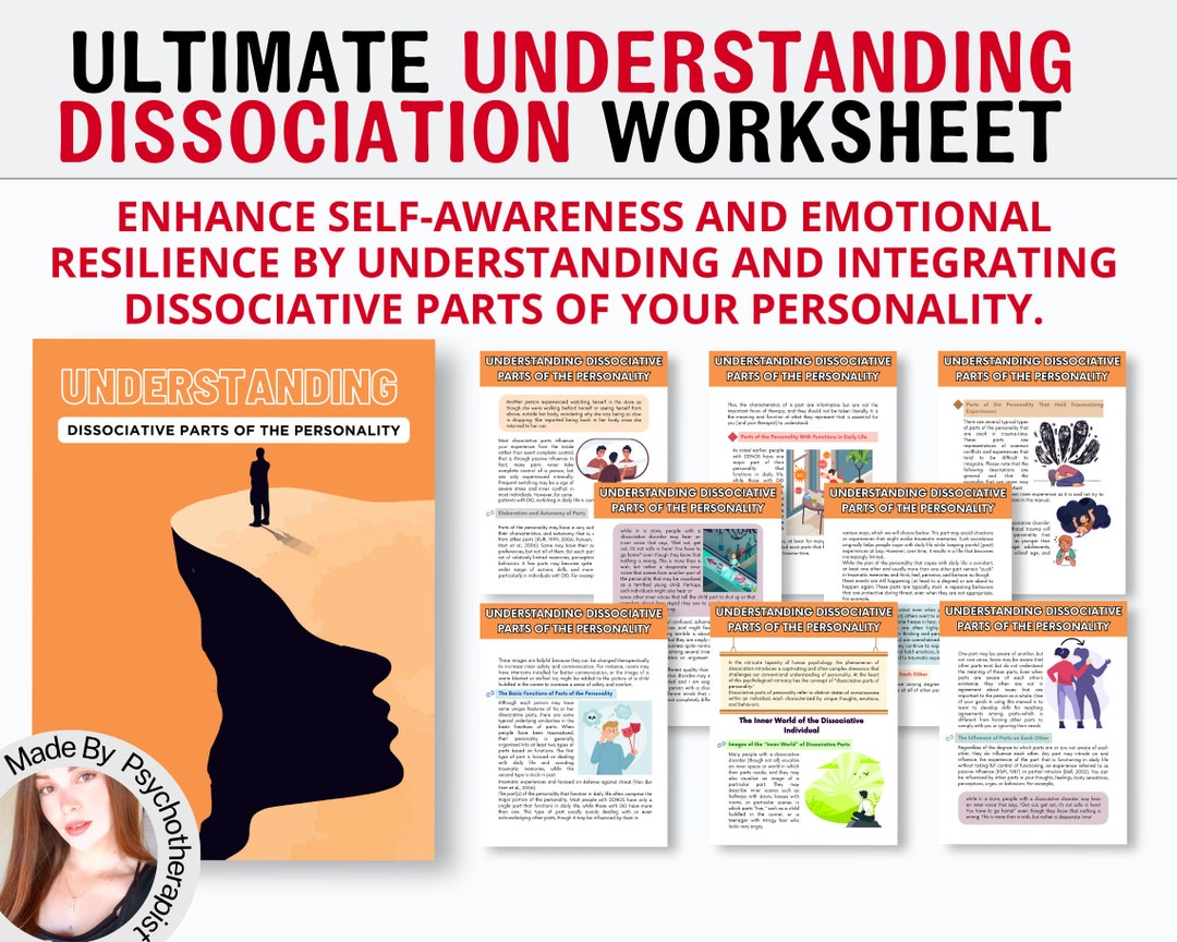 Dissociative Personality Disorder, Dissociation Worksheets Workbook ...