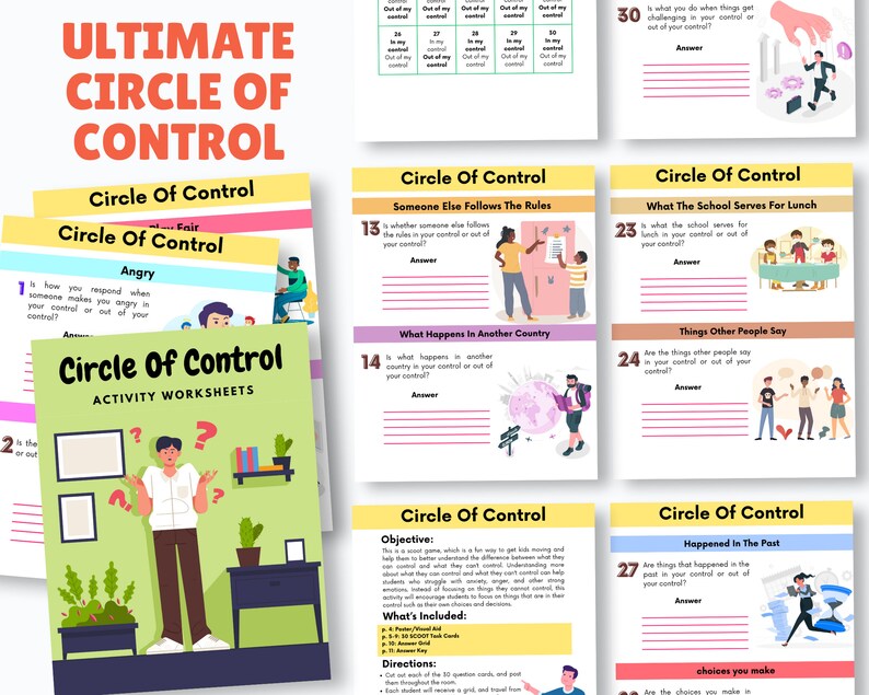 Circle of Control, Therapy Worksheets, Things I Can Control, Worry Book ...