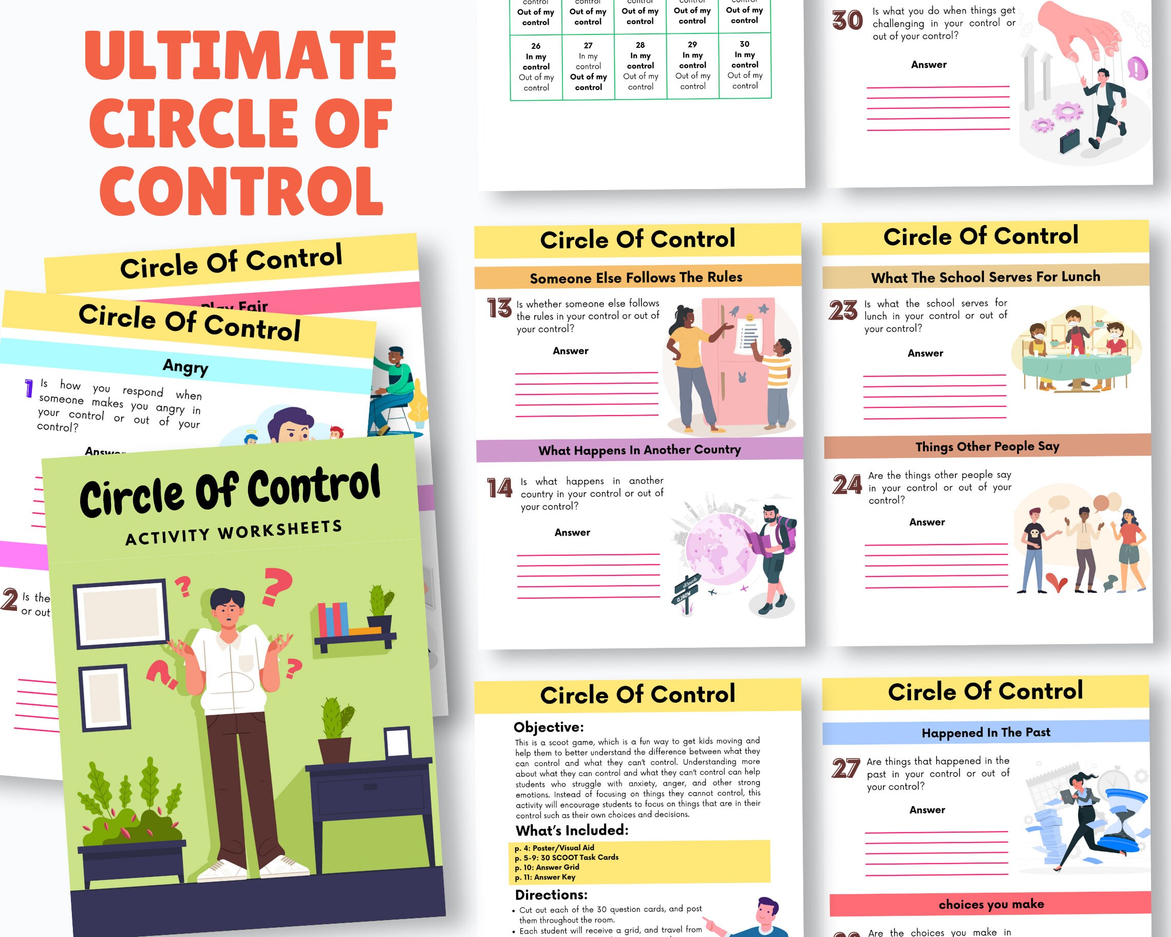 Circle of Control, Therapy Worksheets, Things I Can Control, Worry Book ...