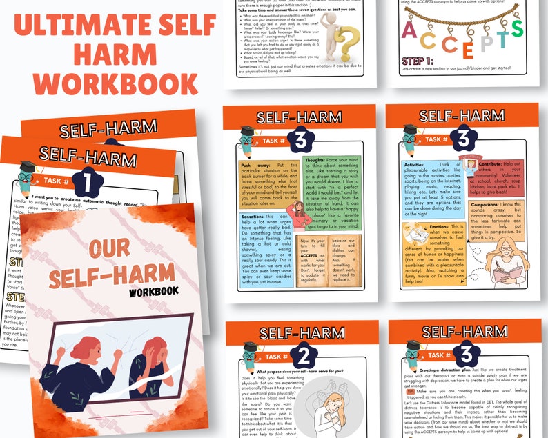 Self-harm Coping Workbook for Teen Mental Health & Reflective Teen ...