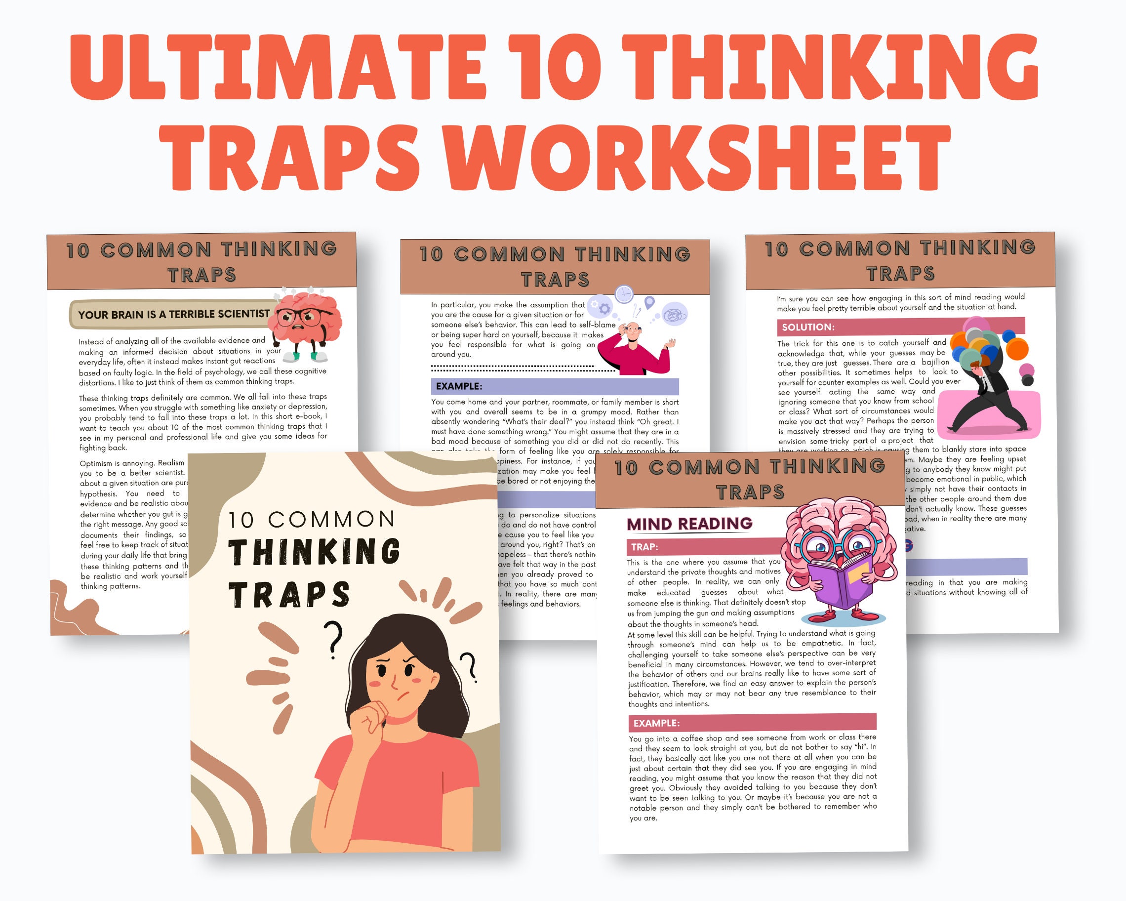 Common Thinking Trap. Worksheet for Analyzing Thoughts and Identifying ...