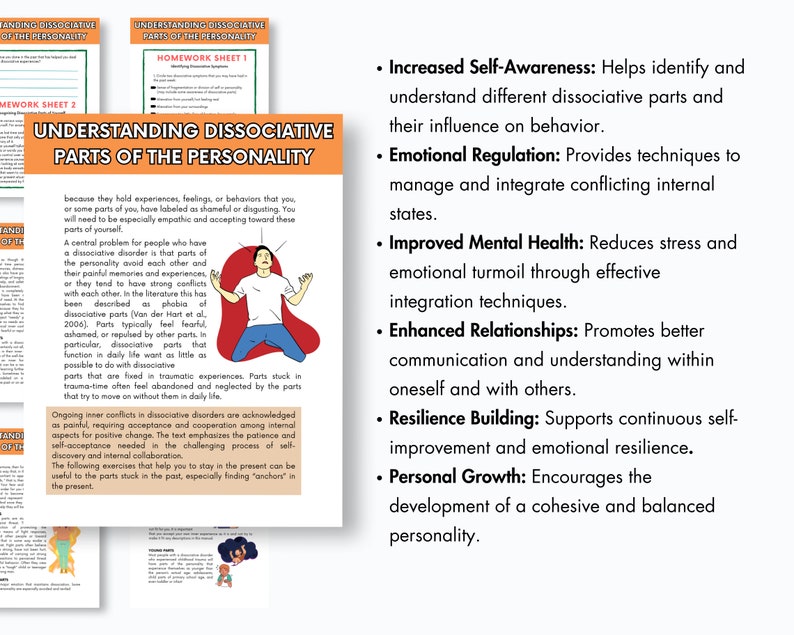 Dissociative Personality Disorder, Dissociation Worksheets Workbook ...