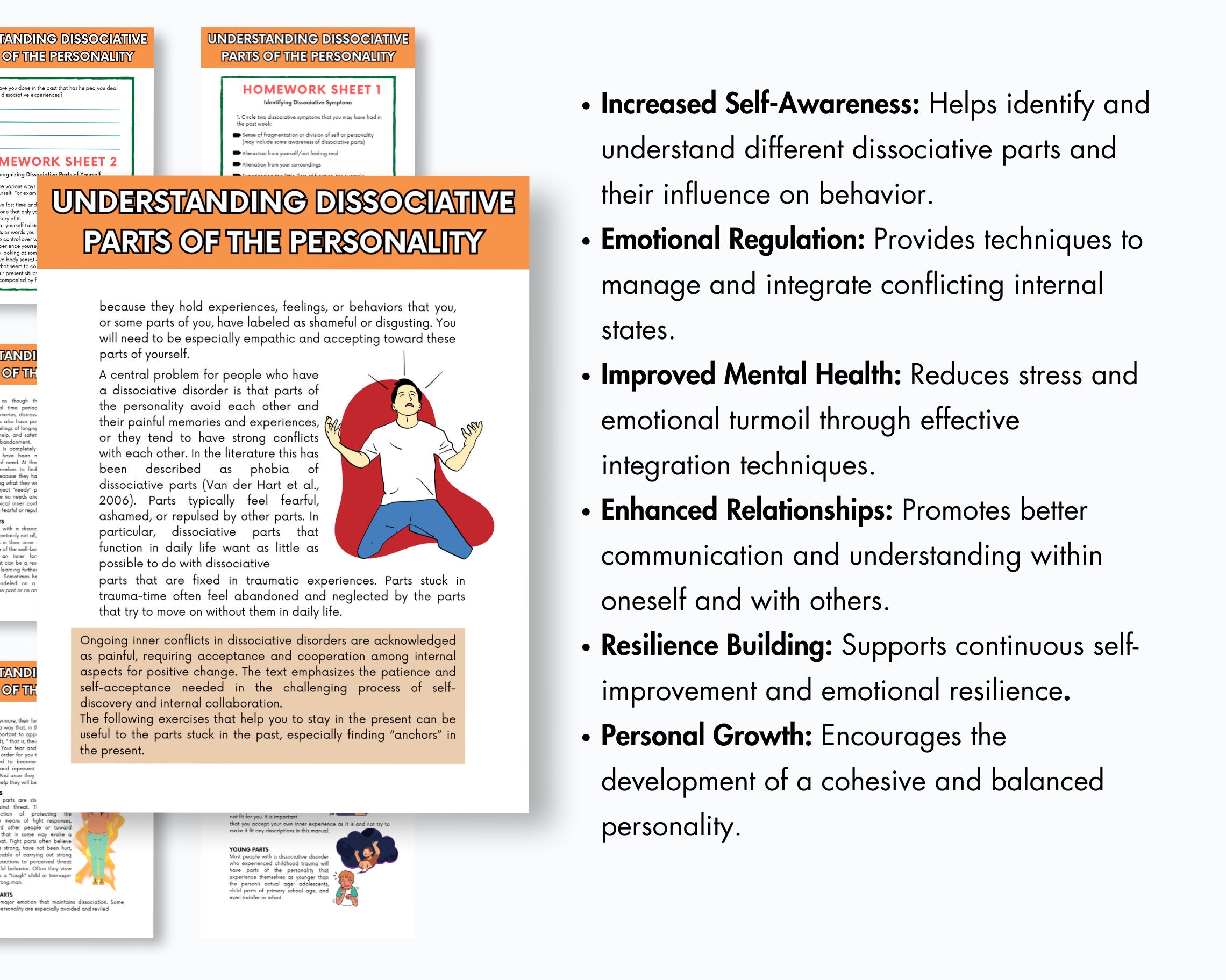 Dissociative Personality Disorder, Dissociation Worksheets Workbook ...