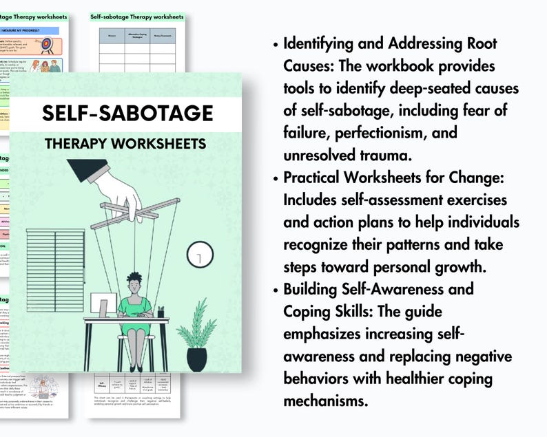 Self Sabotage Worksheets and Printable Psychoeducation Tools ...