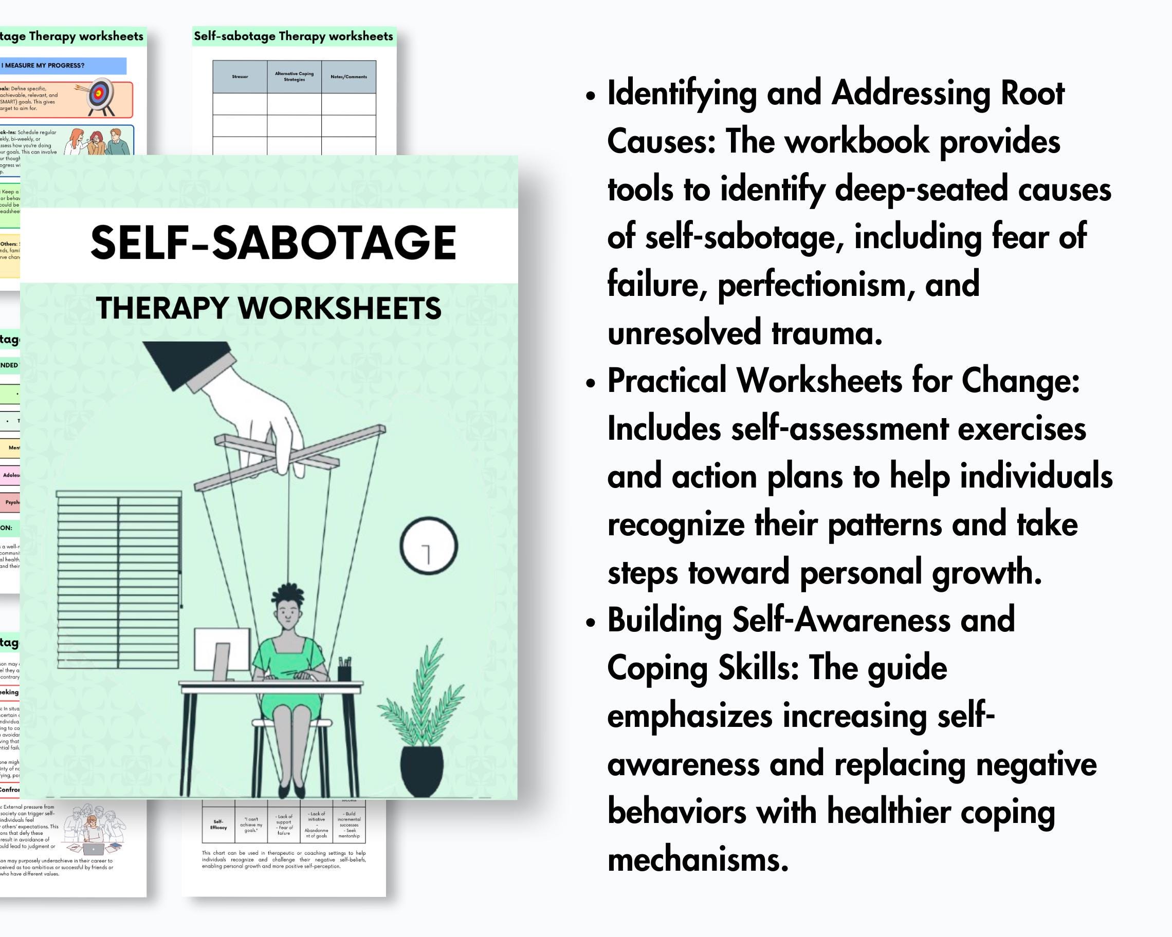 Self Sabotage Worksheets and Printable Psychoeducation Tools ...